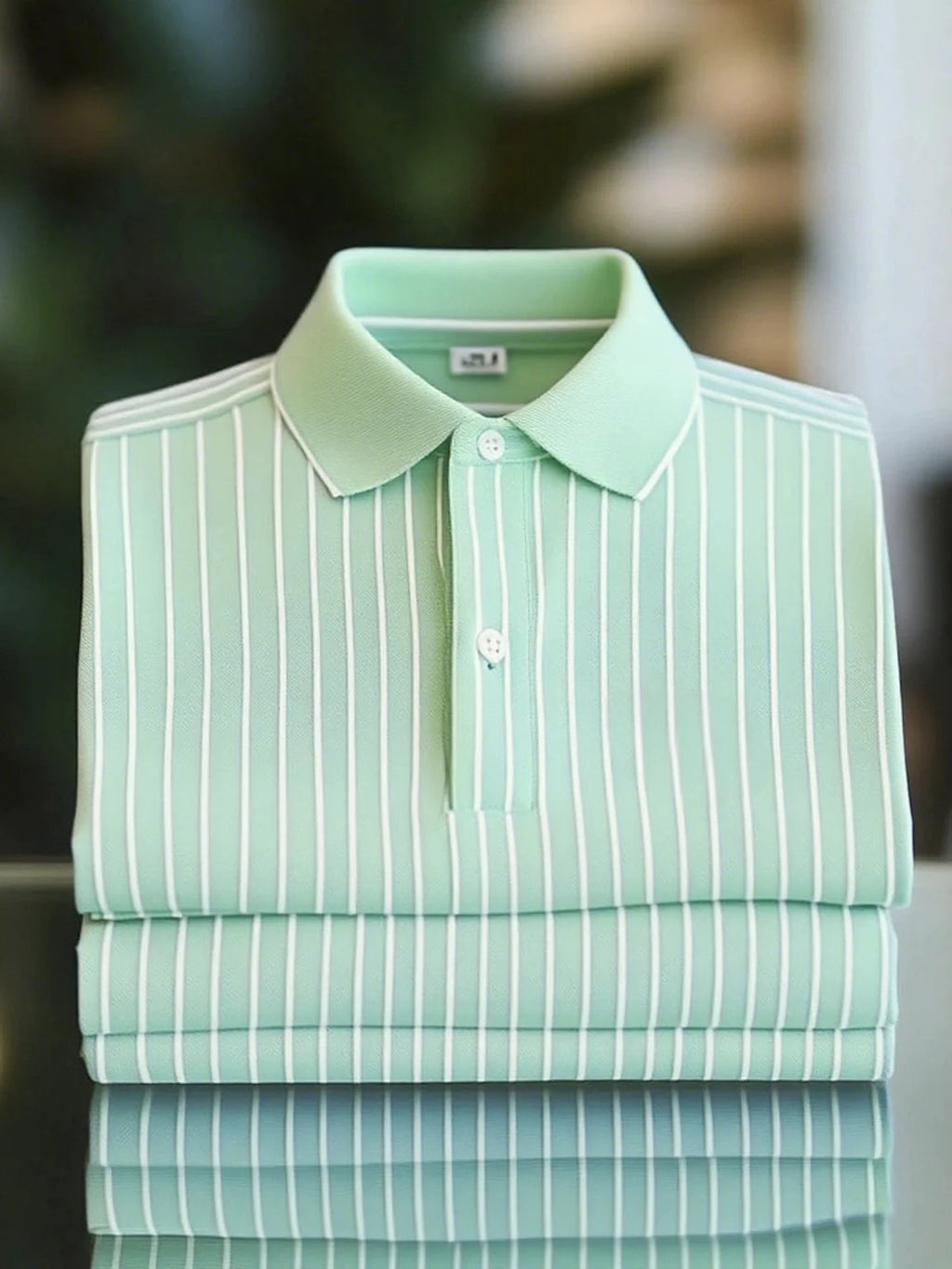 Men's Classic Business Short Sleeve Polo Shirt Polyester Striped Loose ...